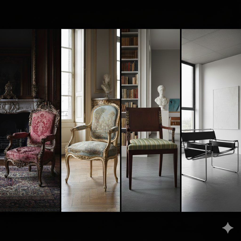 A Comparative Guide: Identifying Antique Chairs from Baroque to Modernism