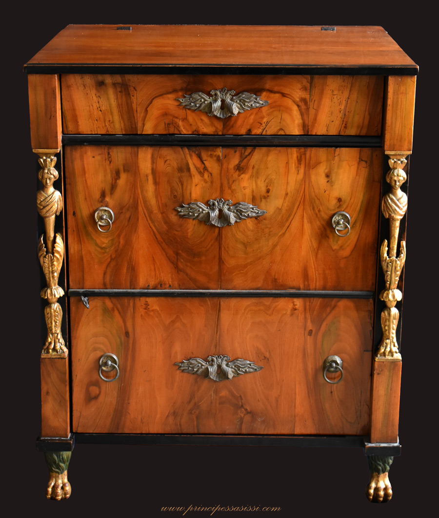 Very rare Viennese First Empire serving cabinet/credenza with liftable ...