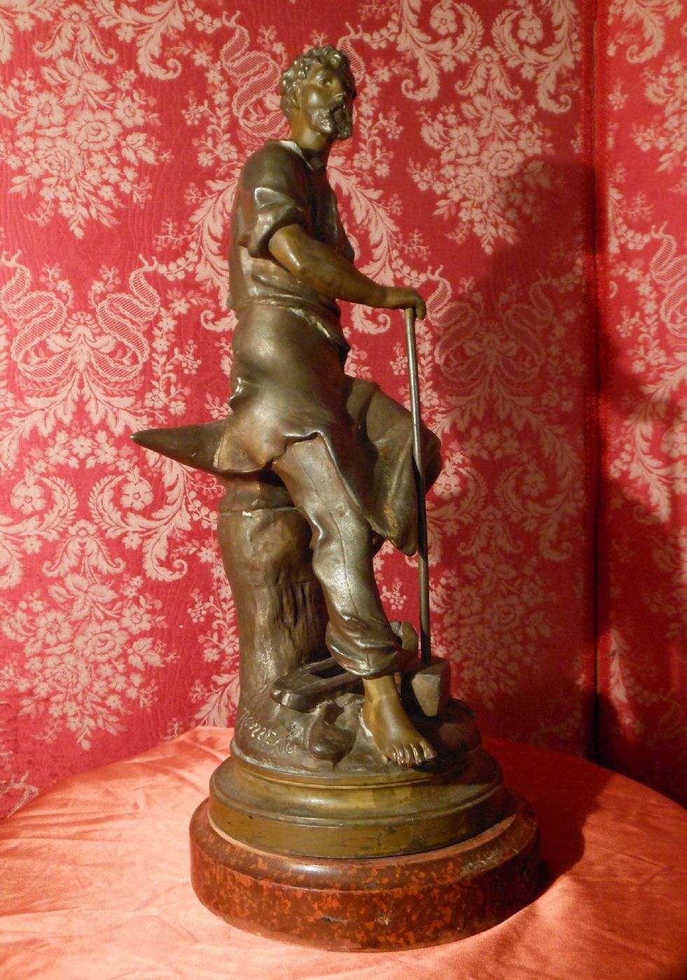 "IL LAVORO" SCULTURA IN METALLO BRONZATO, OPERA FIRMATA DI VICTOR ...
